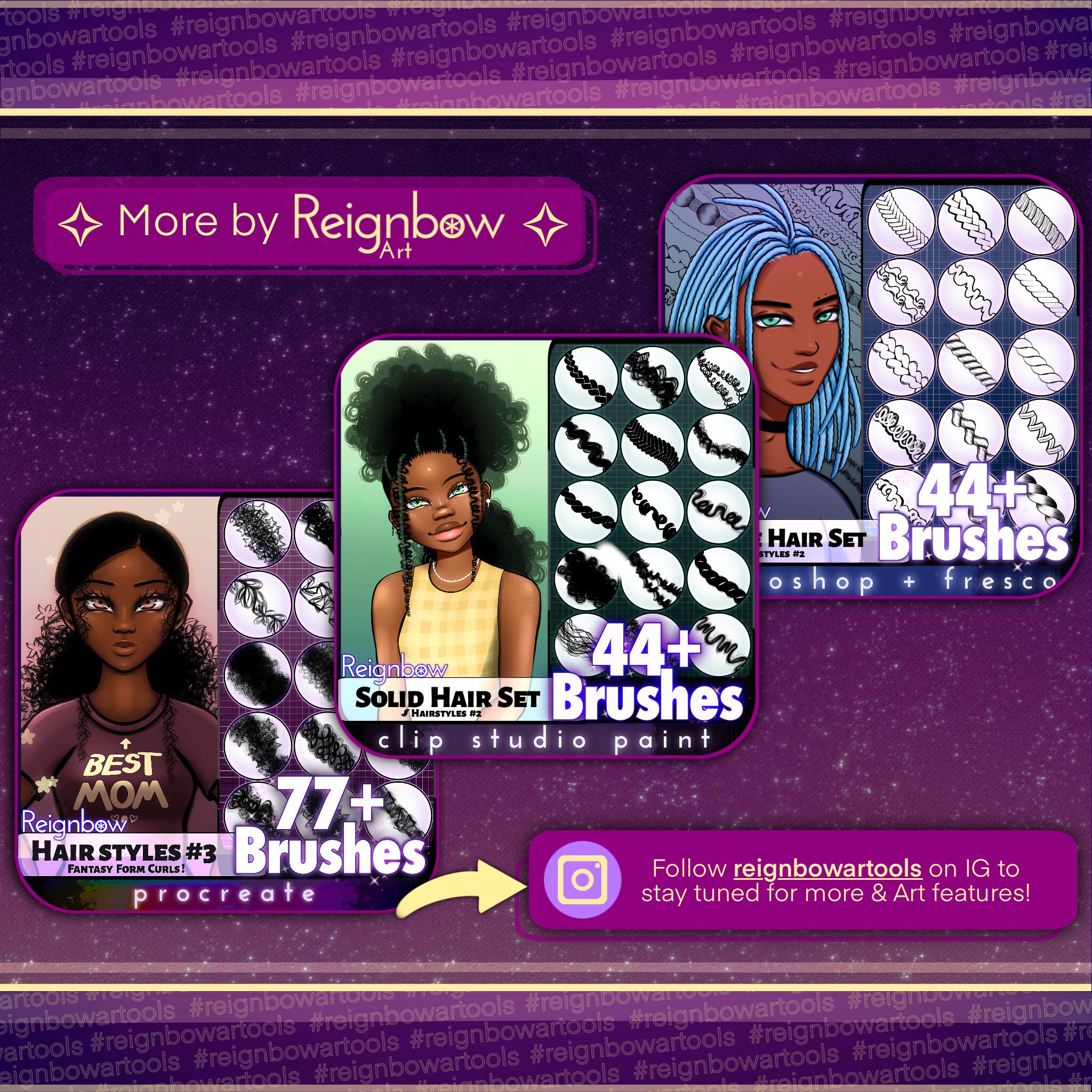 Photoshop Hair Brushes, Adobe Fresco - Solid Thick Hair Style Bundle ...