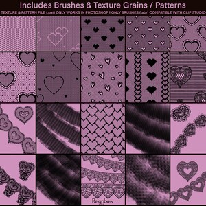 Photoshop Lace Brushes - Premium Seamless Lace Texture Bundle - Heart ...