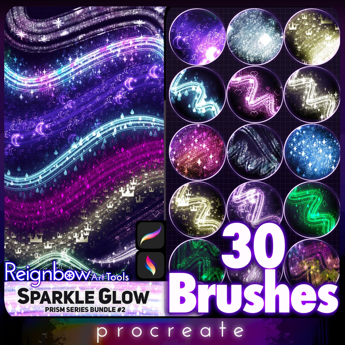 Procreate Illustration Glitter Brushes, Procreate Light Brush ...