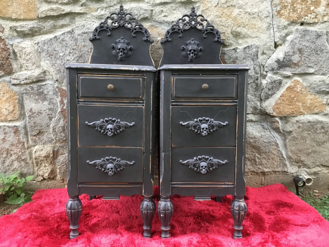 Gothic Skull Nightstands End Tables CUSTOM ORDER This is a Work Sample ...