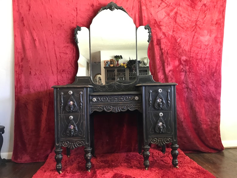 Gothic Planchette Black Antique Vanity Make up Table Wednesday - Etsy