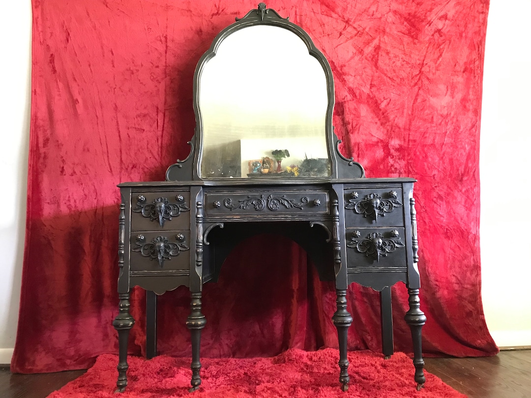 Gothic Antique Vanity Wednesday Adams Wiccan Apothecary Make up Table ...
