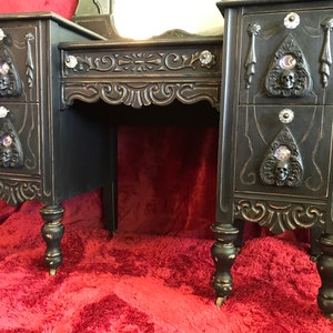 Gothic Planchette Black Antique Vanity Make up Table Wednesday Adams ...