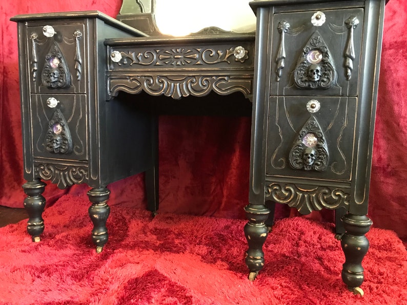 Gothic Planchette Black Antique Vanity Make up Table Wednesday - Etsy