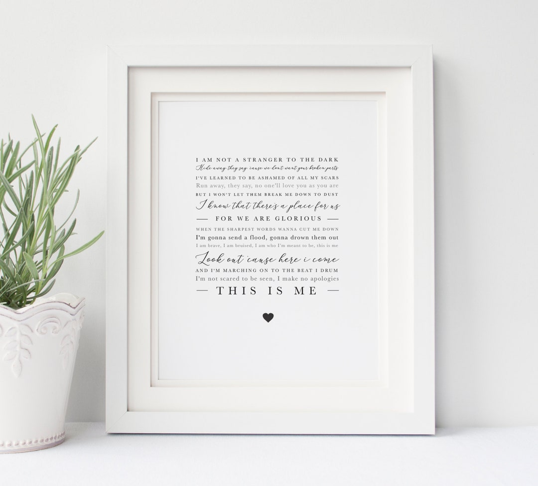 Digital 'this is Me' Song Lyric Print the Greatest - Etsy