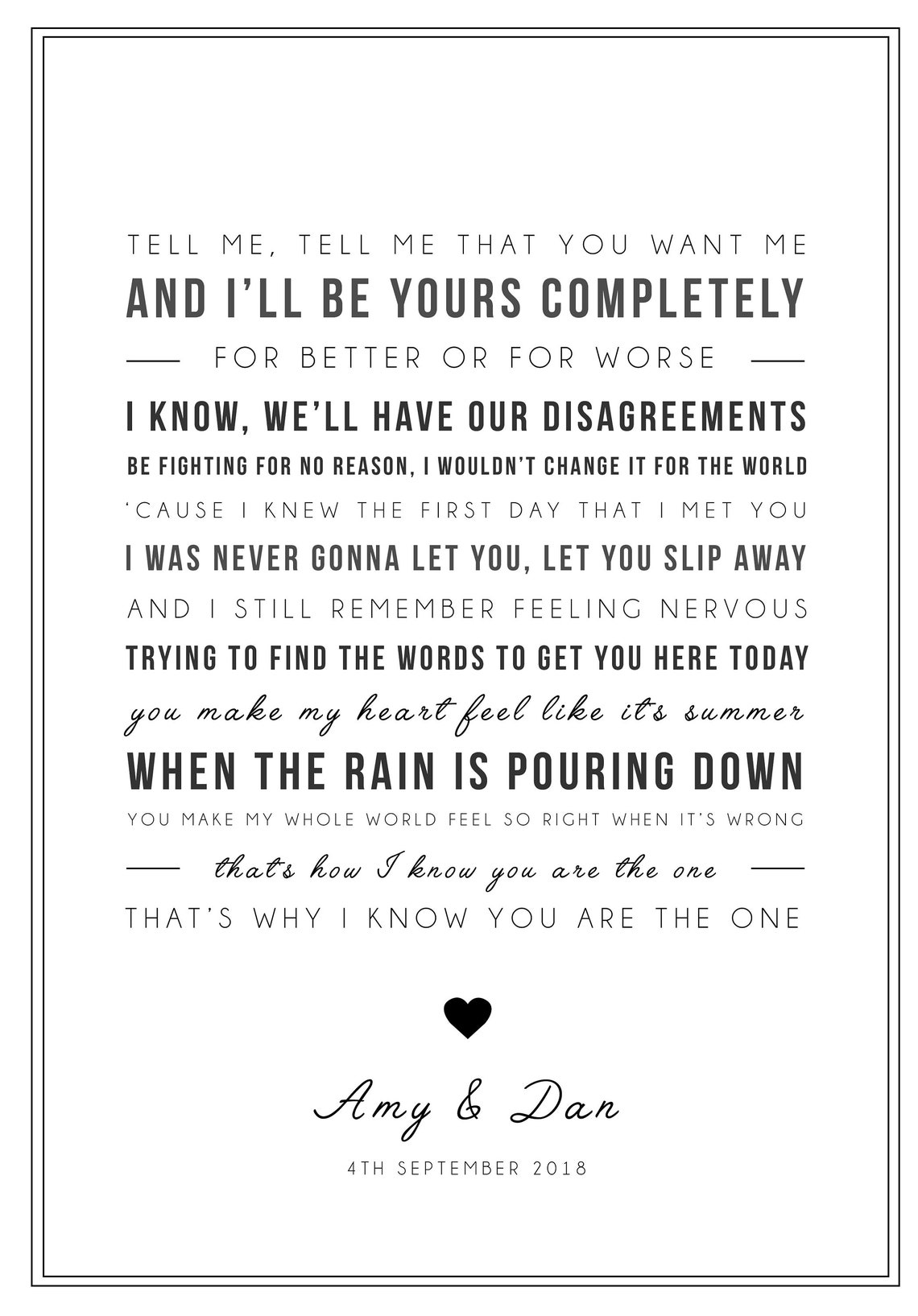 Kodaline 'the One' Song Lyric Print Song Lyric Print | Etsy UK