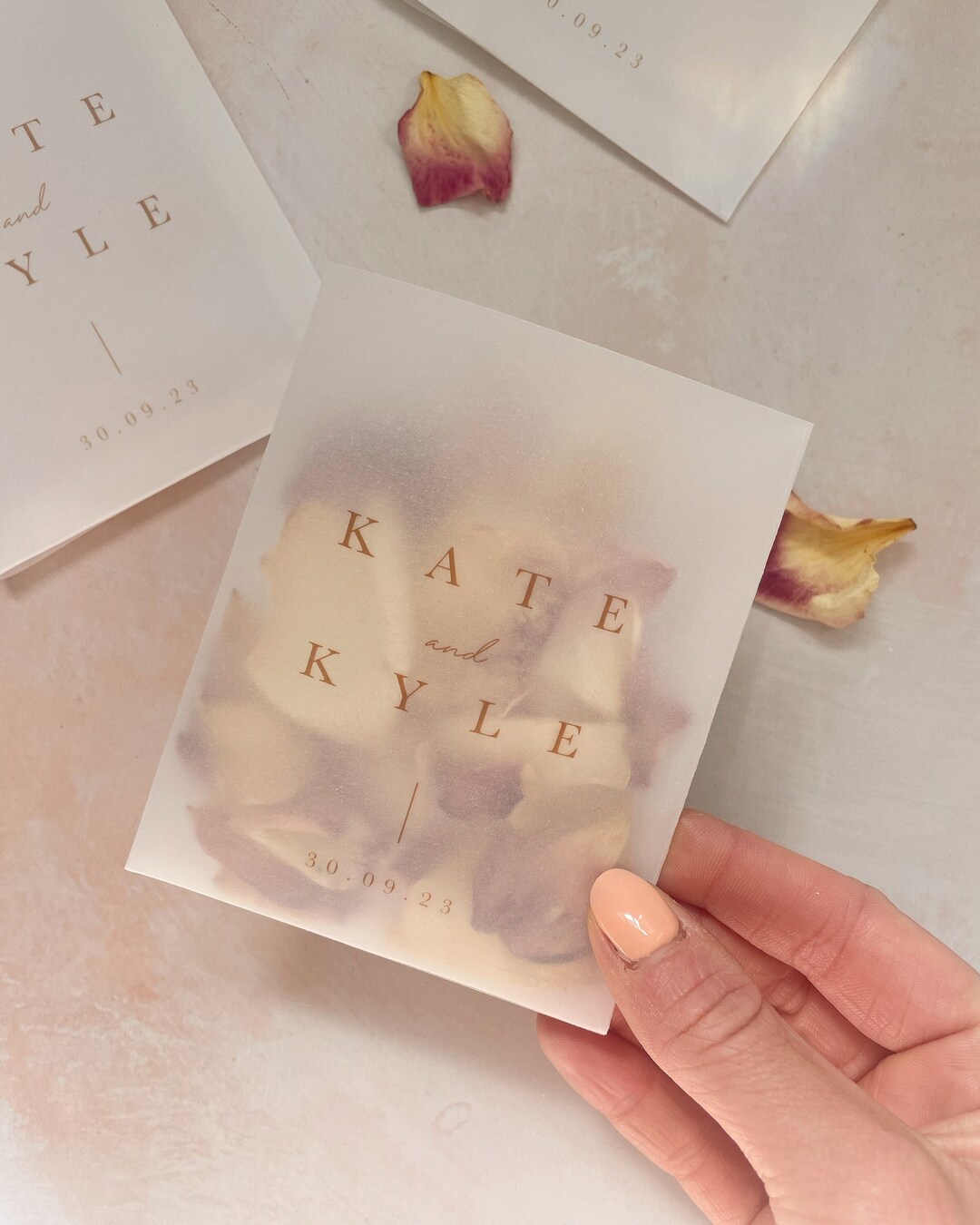 Custom Vellum Confetti Bag Personalised Confetti Packets Wedding ...