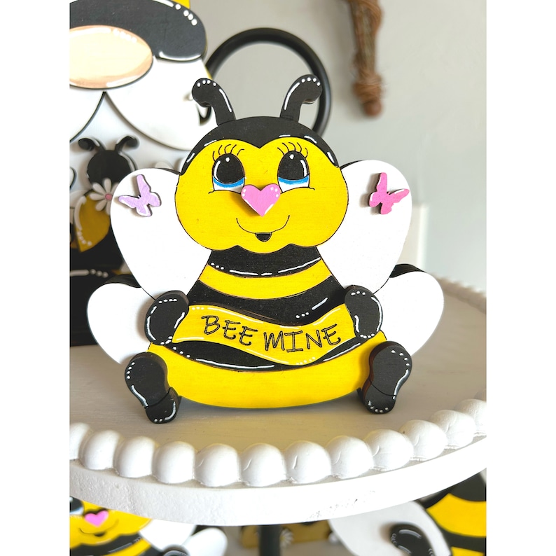 Spring Tiered Tray, Bumble Bee Tiered Tray, Bee Shelf Sitter, Bee Decor ...