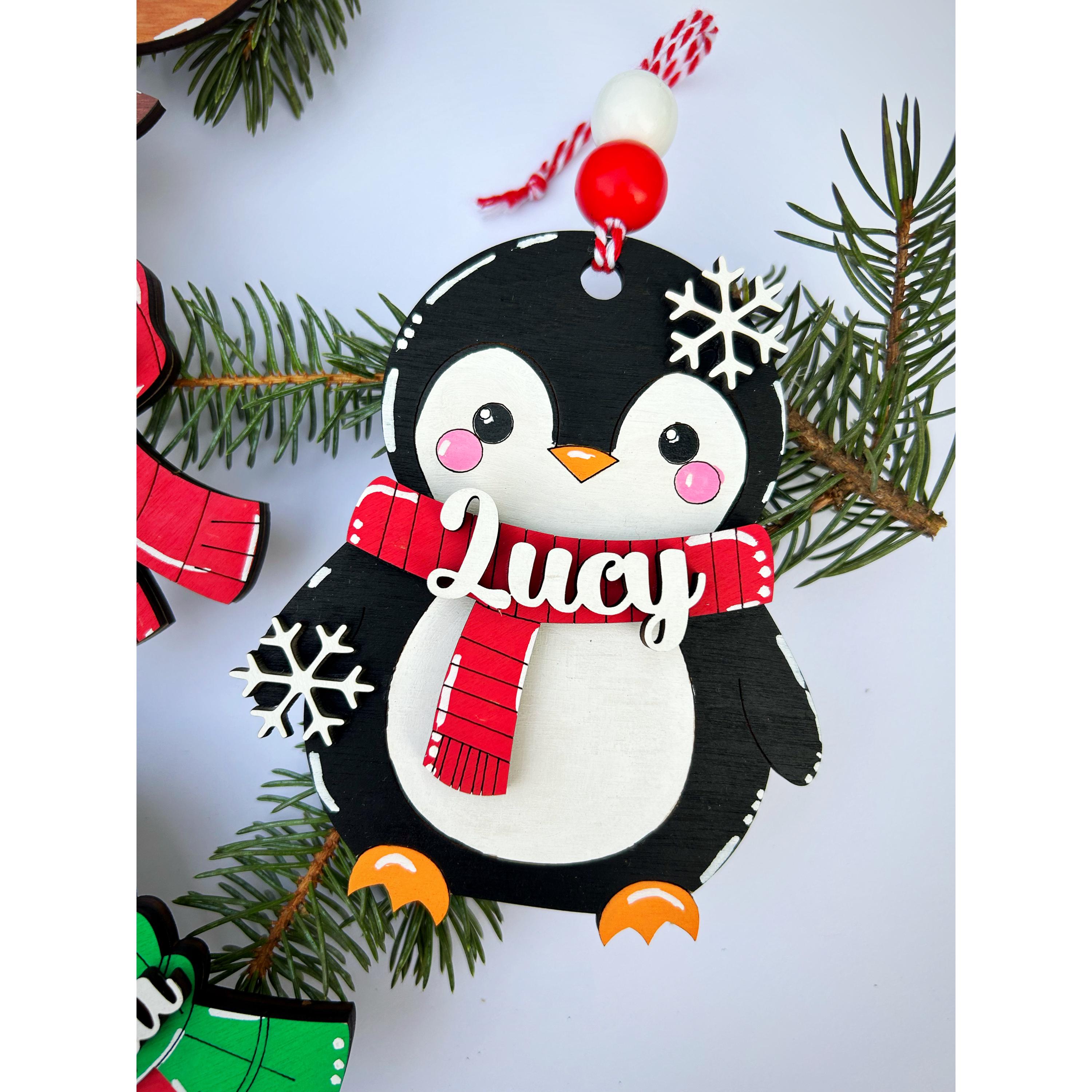 PERSONALIZED Penguin Ornament, Personalized Penguin, Custom Christmas ...