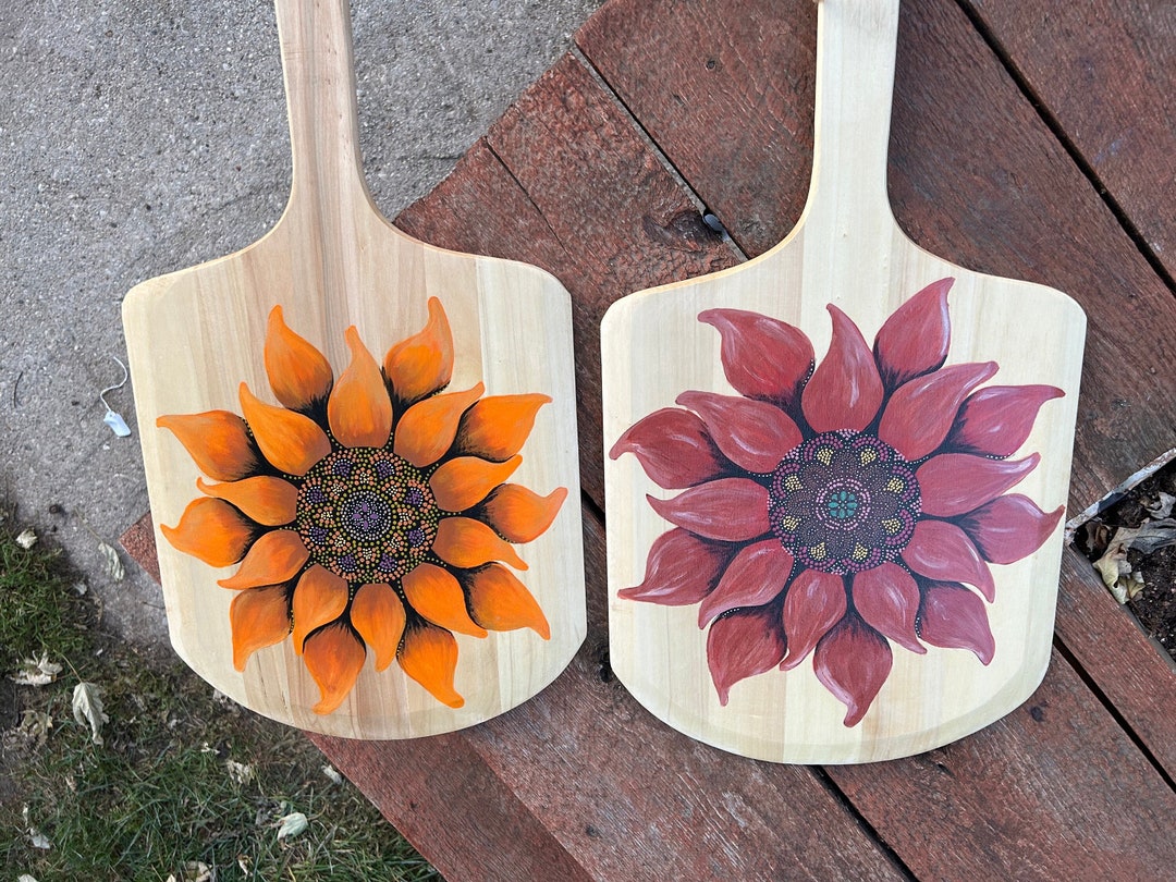 Sunflower Decor, Rustic Sunflower Painting Kitchen Decor, Wood Serving ...