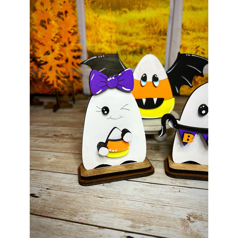 Wooden Candy Corn Ghost Friends for Tiered Tray Decor, Tier Tray Fall ...