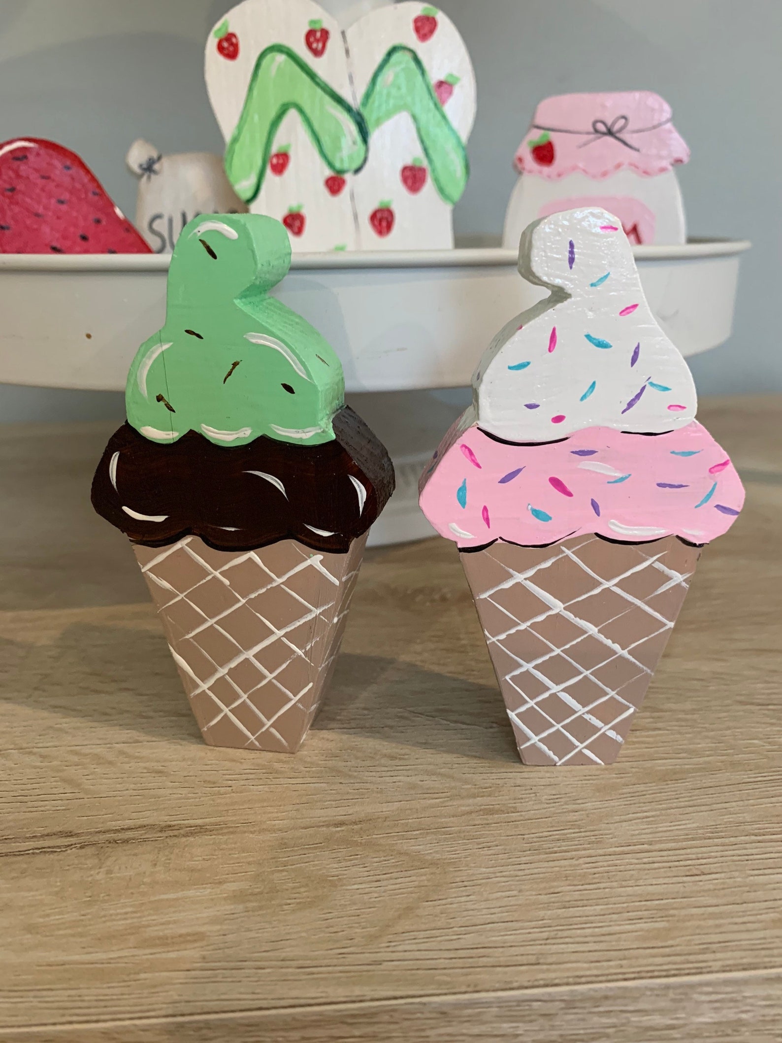Ice Cream Cone Tiered Tray, Summer Tier Tray, Ice Cream Decor, Summer ...