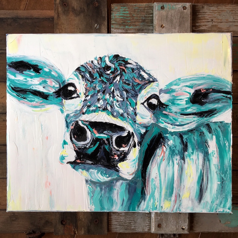 Cutsom Cow Painting. Cow Abstract Cow Art Cow Painting - Etsy