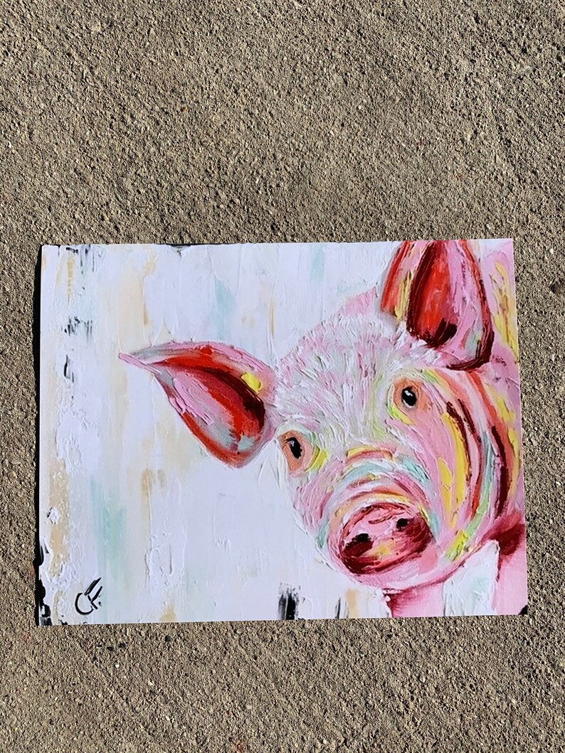 Piglet Abstract PRINTS Pallet Knife Painting Pig Art Piglet - Etsy
