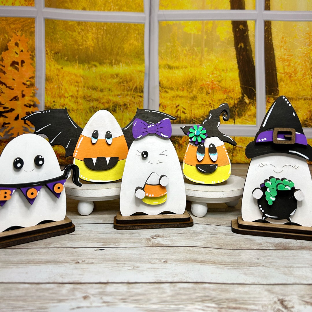 Wooden Candy Corn Ghost Friends for Tiered Tray Decor, Tier Tray Fall Decor, Candy Corn Sign ...