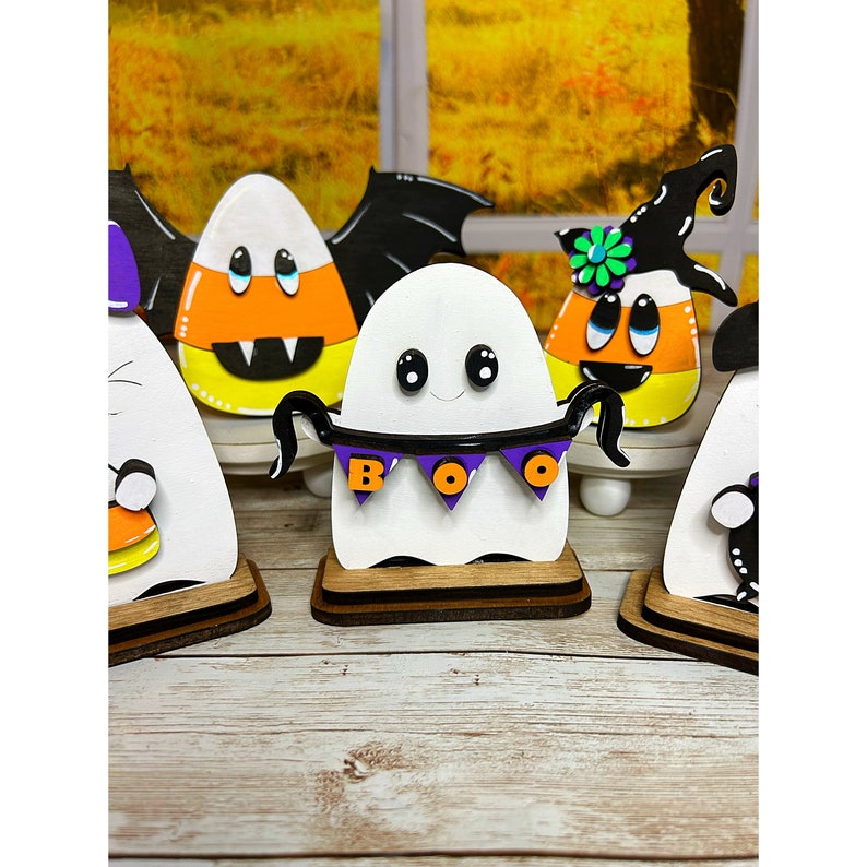 Wooden Candy Corn Ghost Friends for Tiered Tray Decor, Tier Tray Fall ...