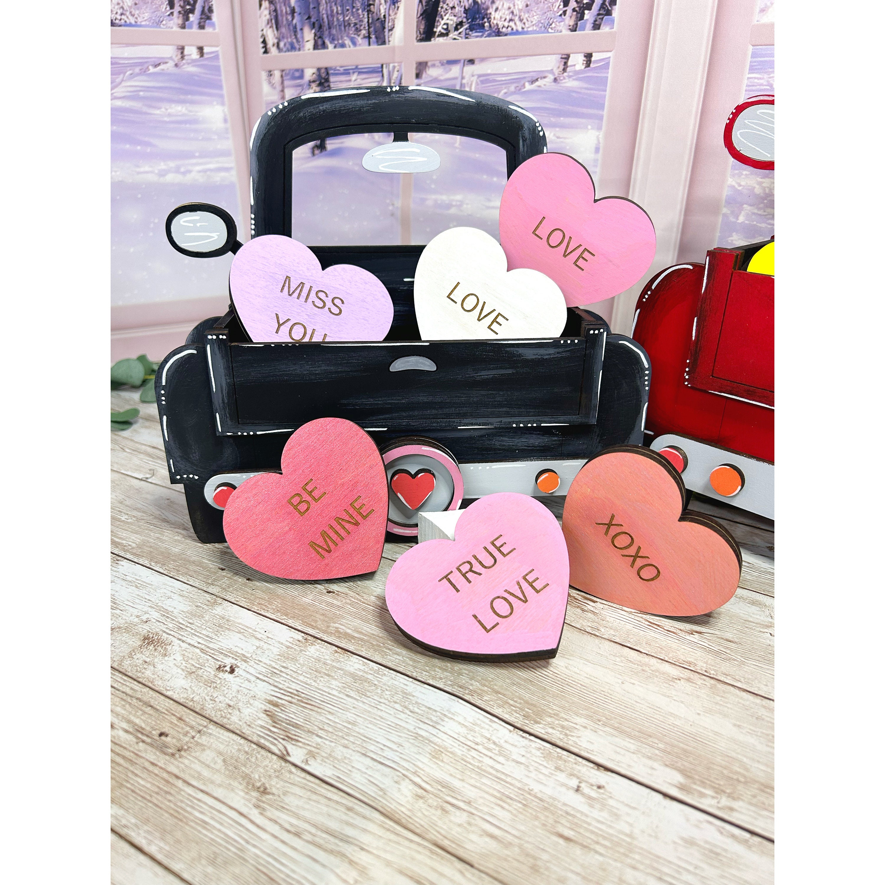Valentine Heart Tiered Tray Decor, Set of 9 Hearts, Valentine Day ...