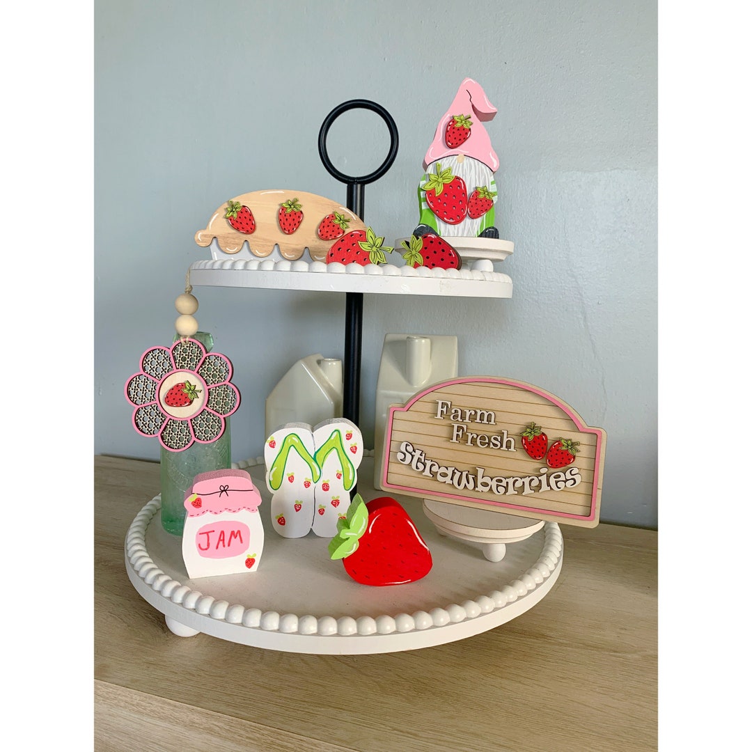 Summer Tiered Tray Decor, Strawberry Tiered Tray Bundle, Summer Tier ...