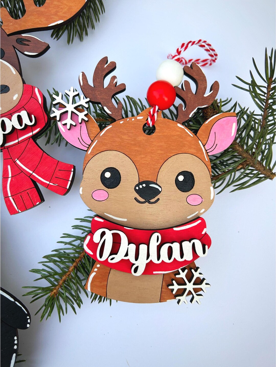 PERSONALIZED Reindeer Ornament, Personalize Ornaments, Family Kids ...