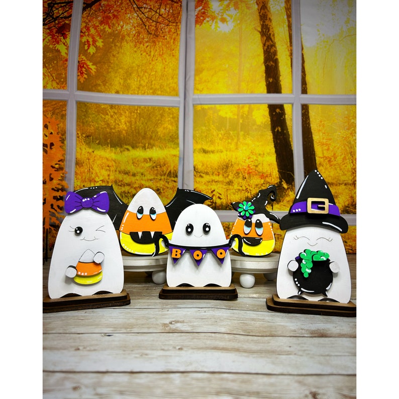 Wooden Candy Corn Ghost Friends for Tiered Tray Decor, Tier Tray Fall ...