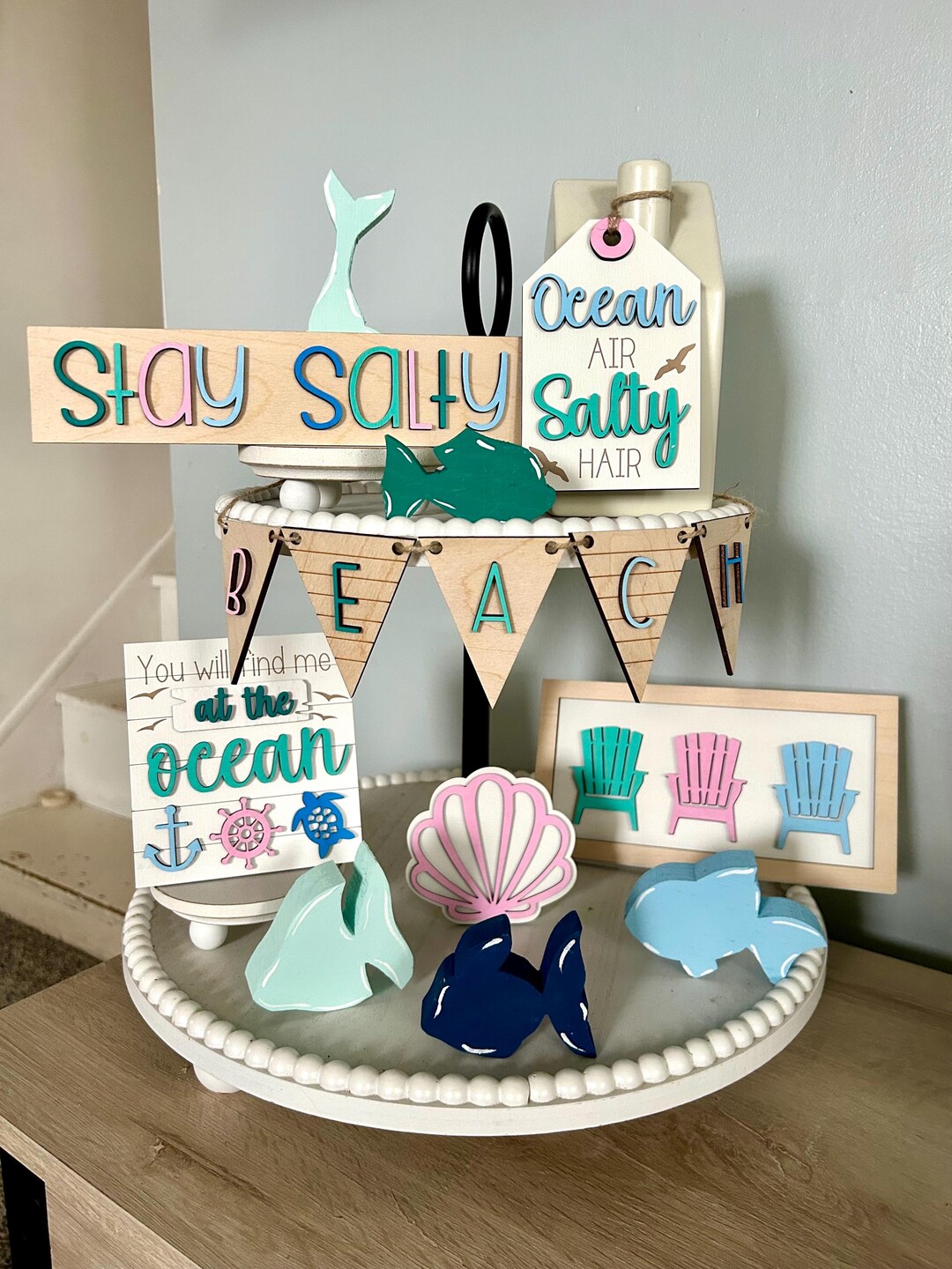 Coastal Charm: Tiered Tray Decor for Your Beach House Decor, Ocean Tier ...