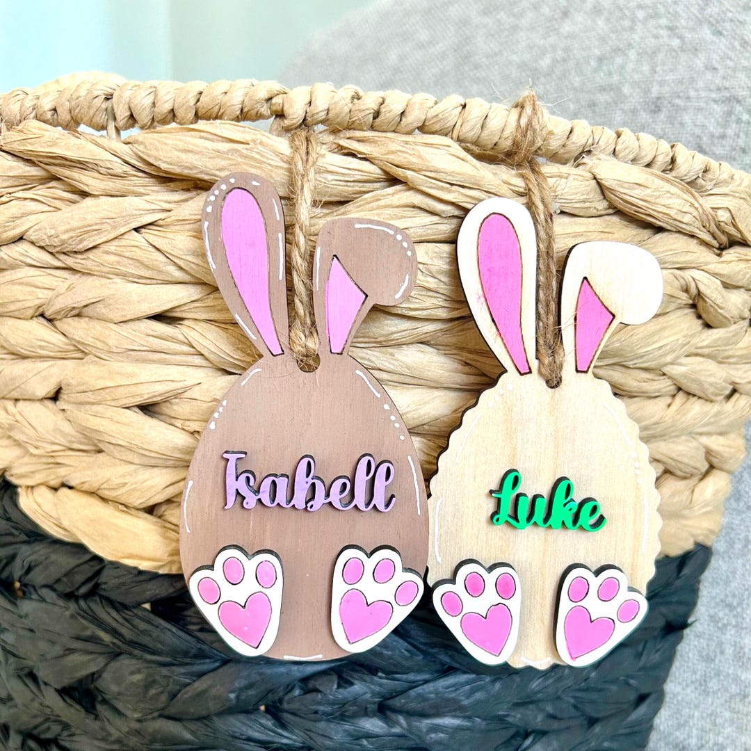 Personalized Bunny Name Tag – Custom Easter Basket Tag With Ears and ...