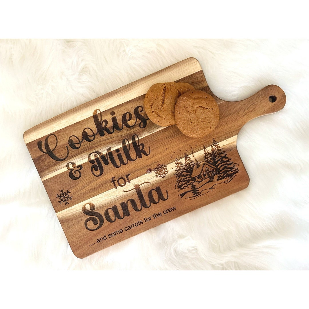 Santa Cookies and Milk Board, Santa Cookie Plate, Christmas Eve Cookie ...