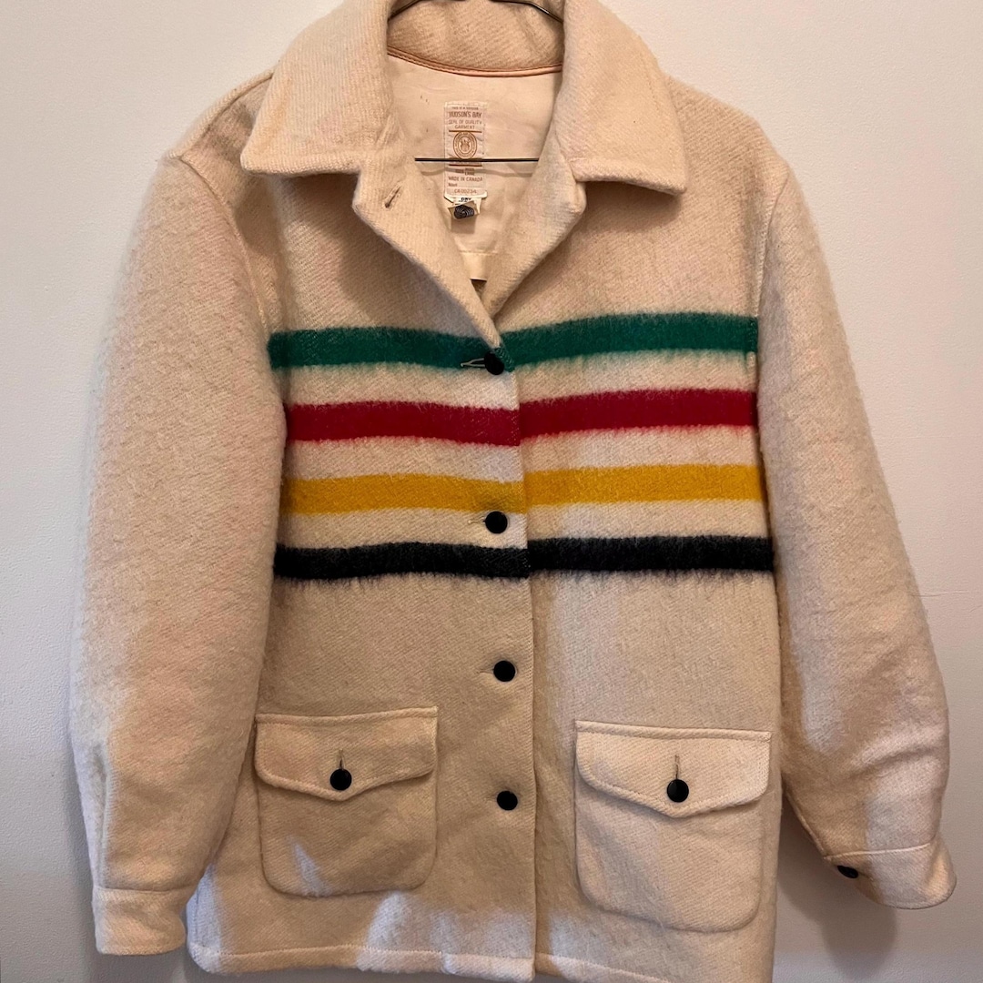 HBC Striped Wool Jacket Field Coat Chore Coat 100% Authentic Hudson's ...