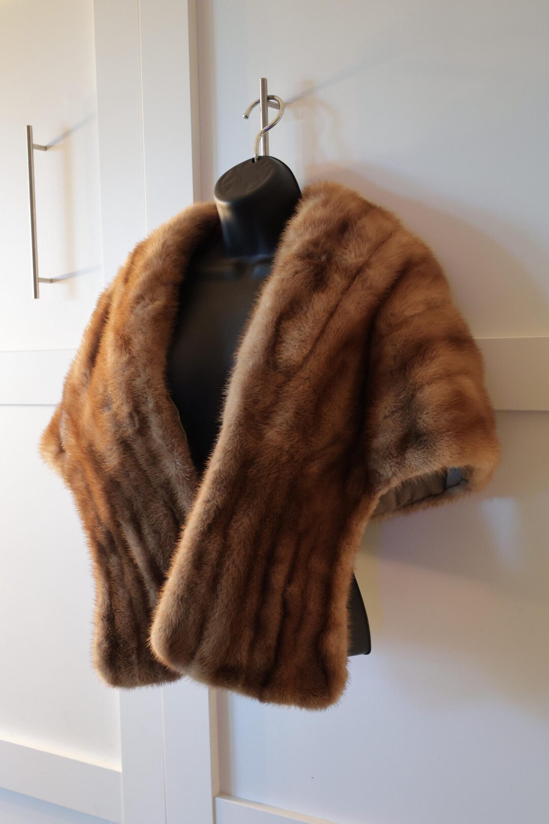 HBC Stripes Fur Coat Mink Shawl Shrug Beaver Coat 100% Authentic Hudson ...