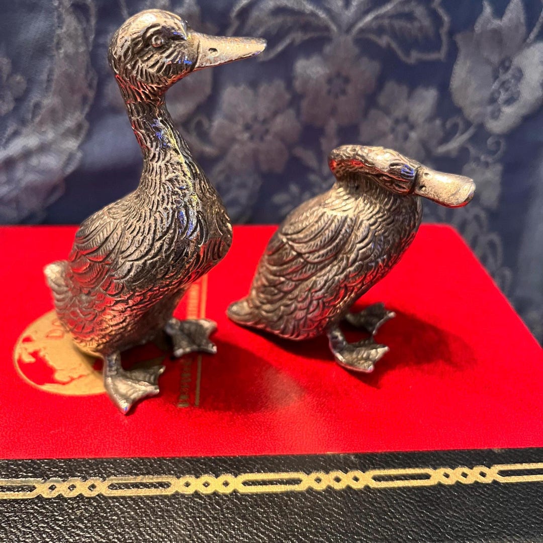French Vintage Duck Figurines/vintage Duck Figurines/silver Plated Duck ...