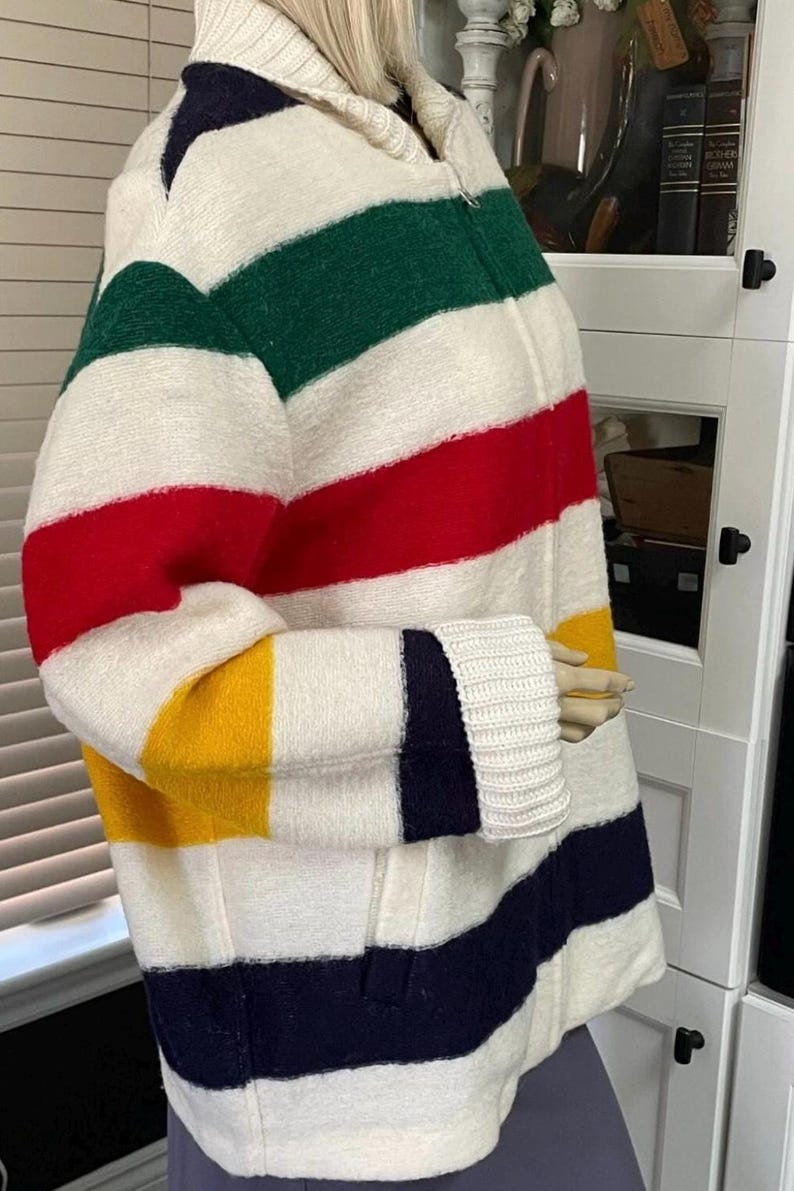 HBC Striped Wool Jacket Field Coat Chore Coat 100% Authentic Hudson's ...