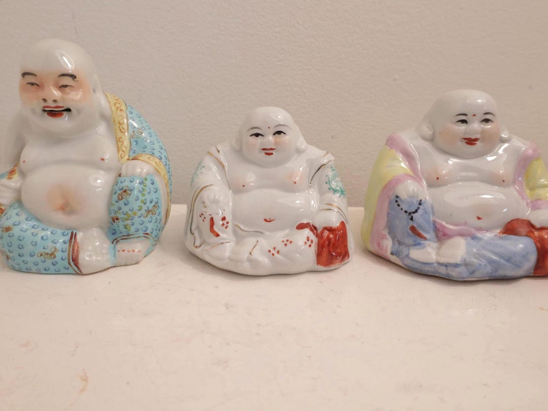 Buddah Happy Buddah Shelf Decor Buddhist Buddhism Porceline Vintage ...