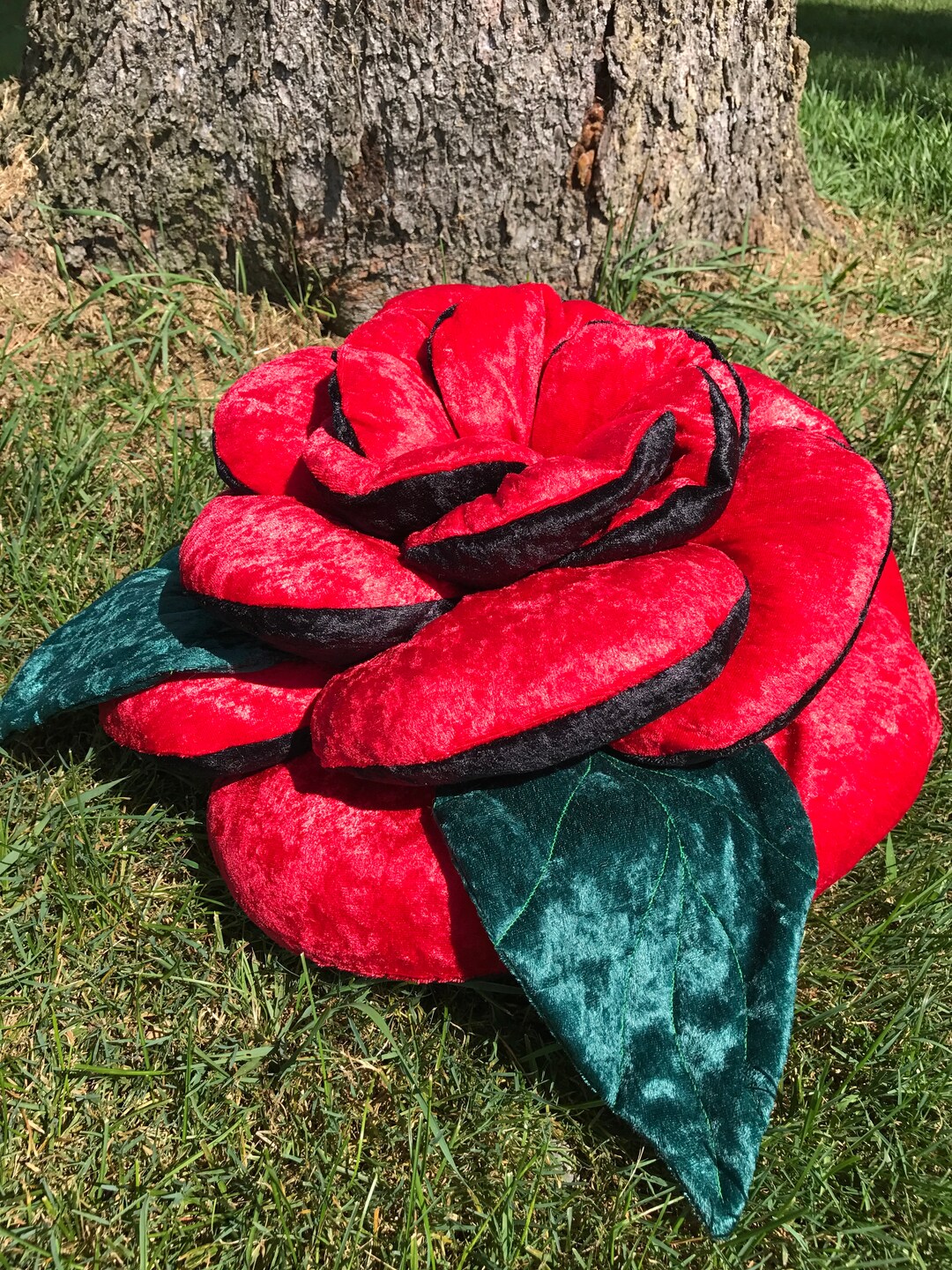 Red and Black Flower Pillow Rose/home Decor/16x 16/throw Pillow/rose ...