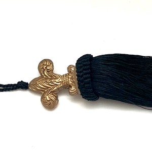 Black Tassel Pendant, Thick Silk Thread Tassel Pendant, Ornate Antique ...
