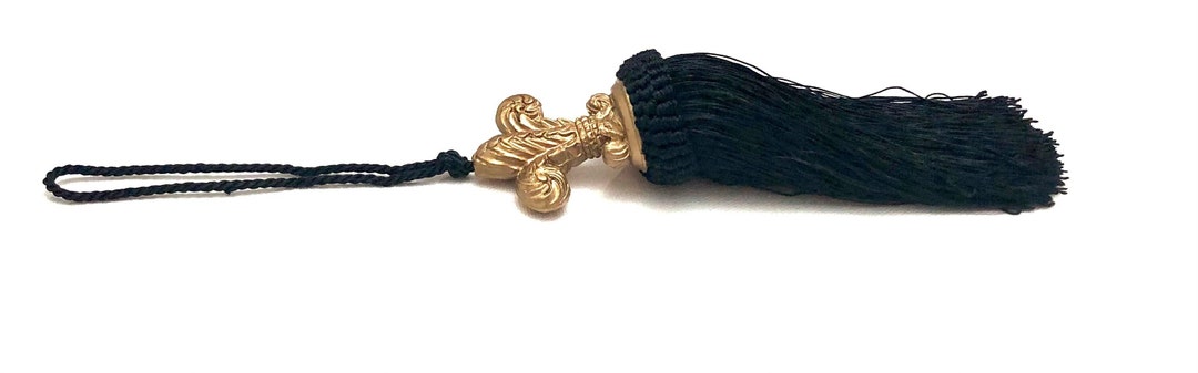 Black Tassel Pendant, Thick Silk Thread Tassel Pendant, Ornate Antique ...
