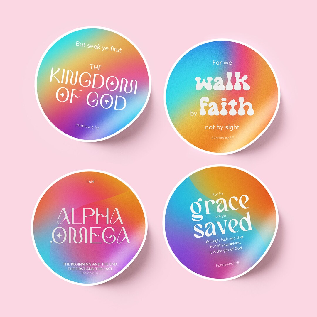 Bible Verse Christian Sticker Sheet Bundle, 5pcs, Jesus Bible Verse ...