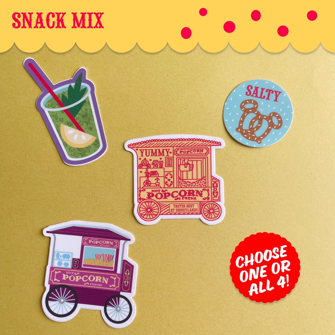 Snack Mix Stickers: Popcorn Cart, Mickey Pretzel, Mint Julep - Planner ...