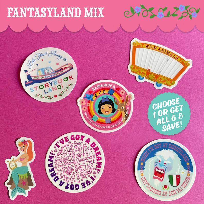 Fantasyland Mix Stickers: Neverland Mermaid, Rapunzel, Snow White ...