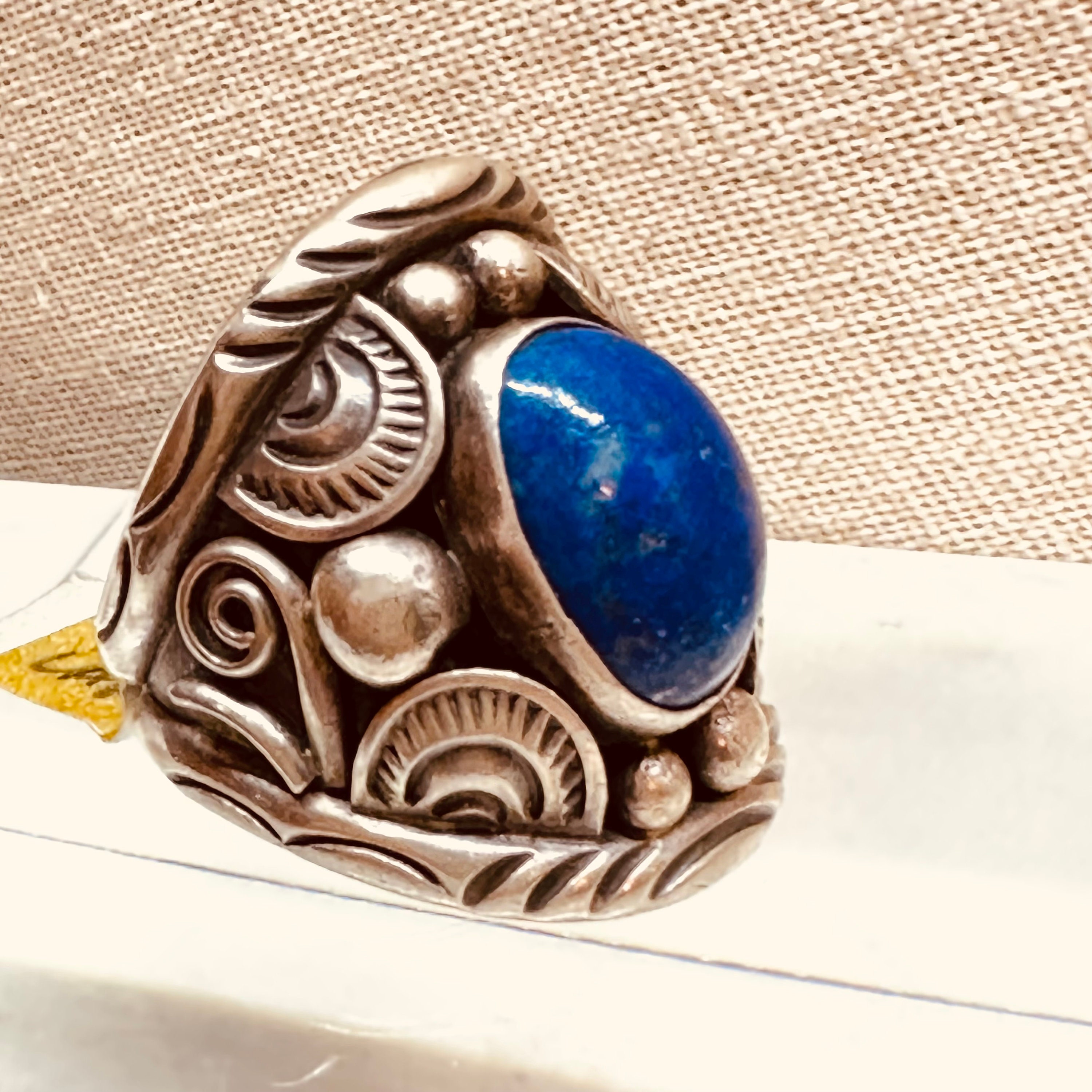 Signed Thomas Platero Sterling Silver & Lapis Mens Ring ~ Sz 11 - Etsy