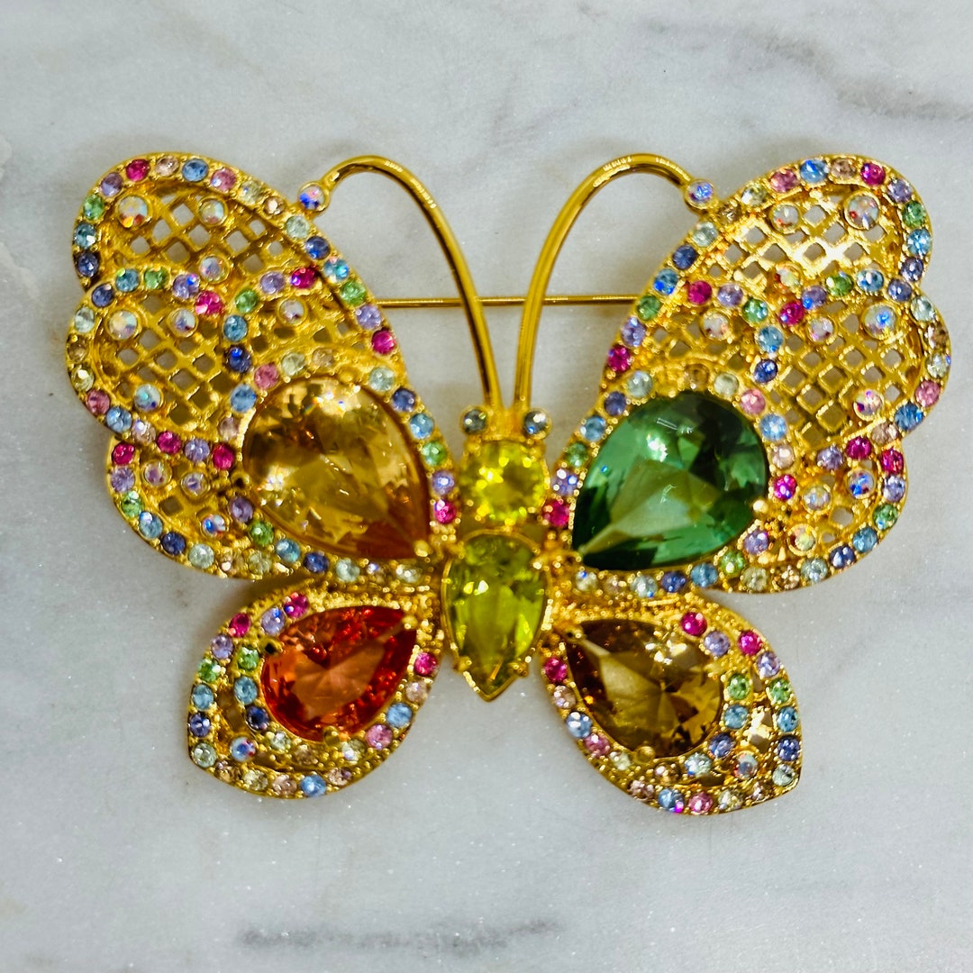 Vintage Joan Rivers Rhinestone Butterfly Brooch - Etsy