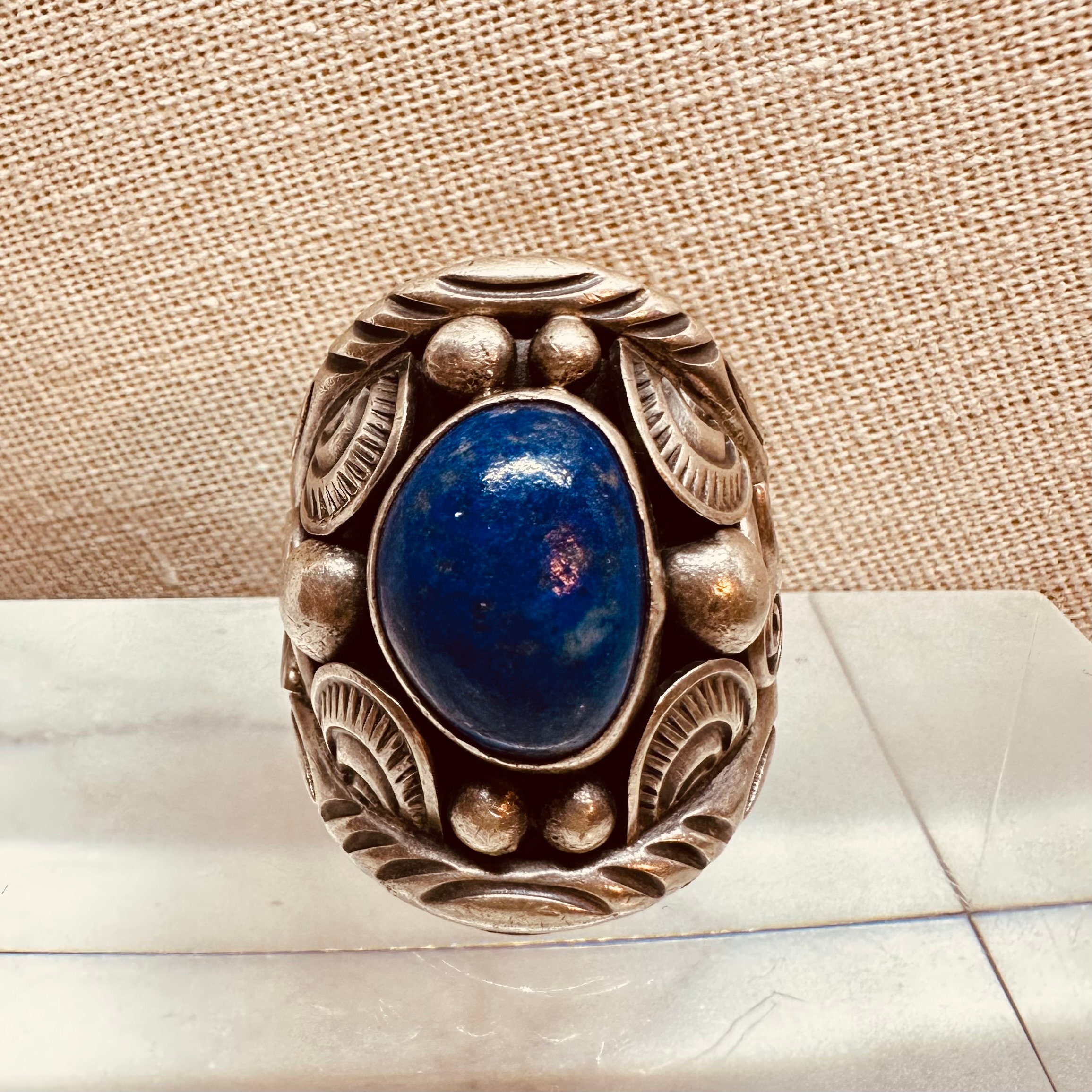 Signed Thomas Platero Sterling Silver & Lapis Mens Ring ~ Sz 11 - Etsy