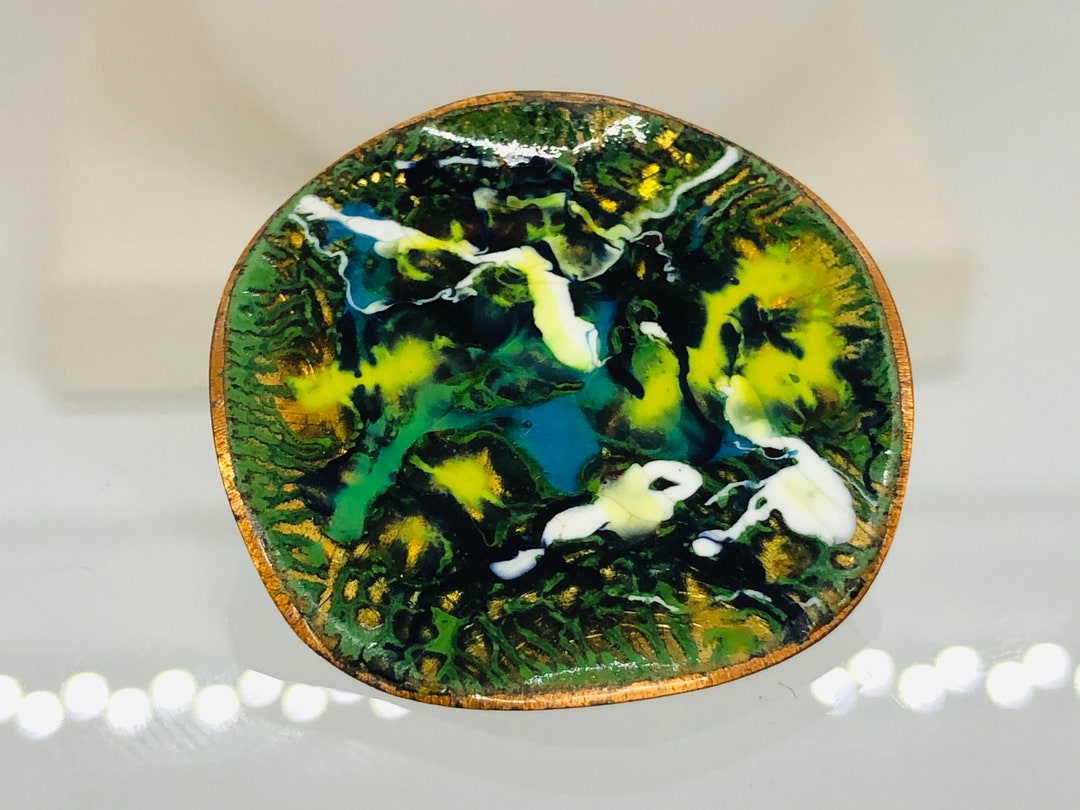 Vintage Enamel on Copper Colorful Brooch ~ Inga Carlson - Etsy