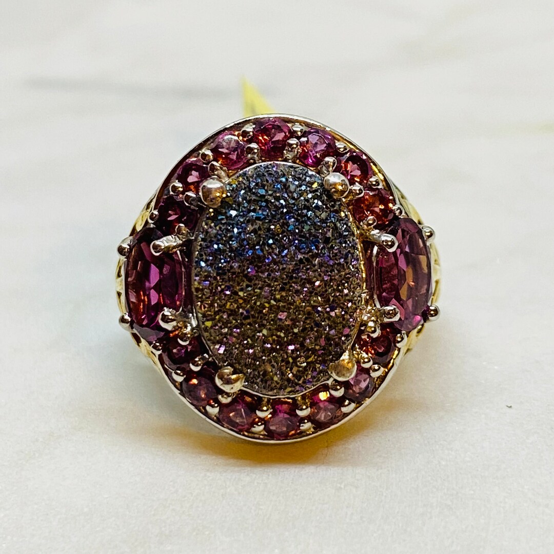 New Old Stock Chuck Clemency NYCII STS Sterling Silver Druzy Pink ...