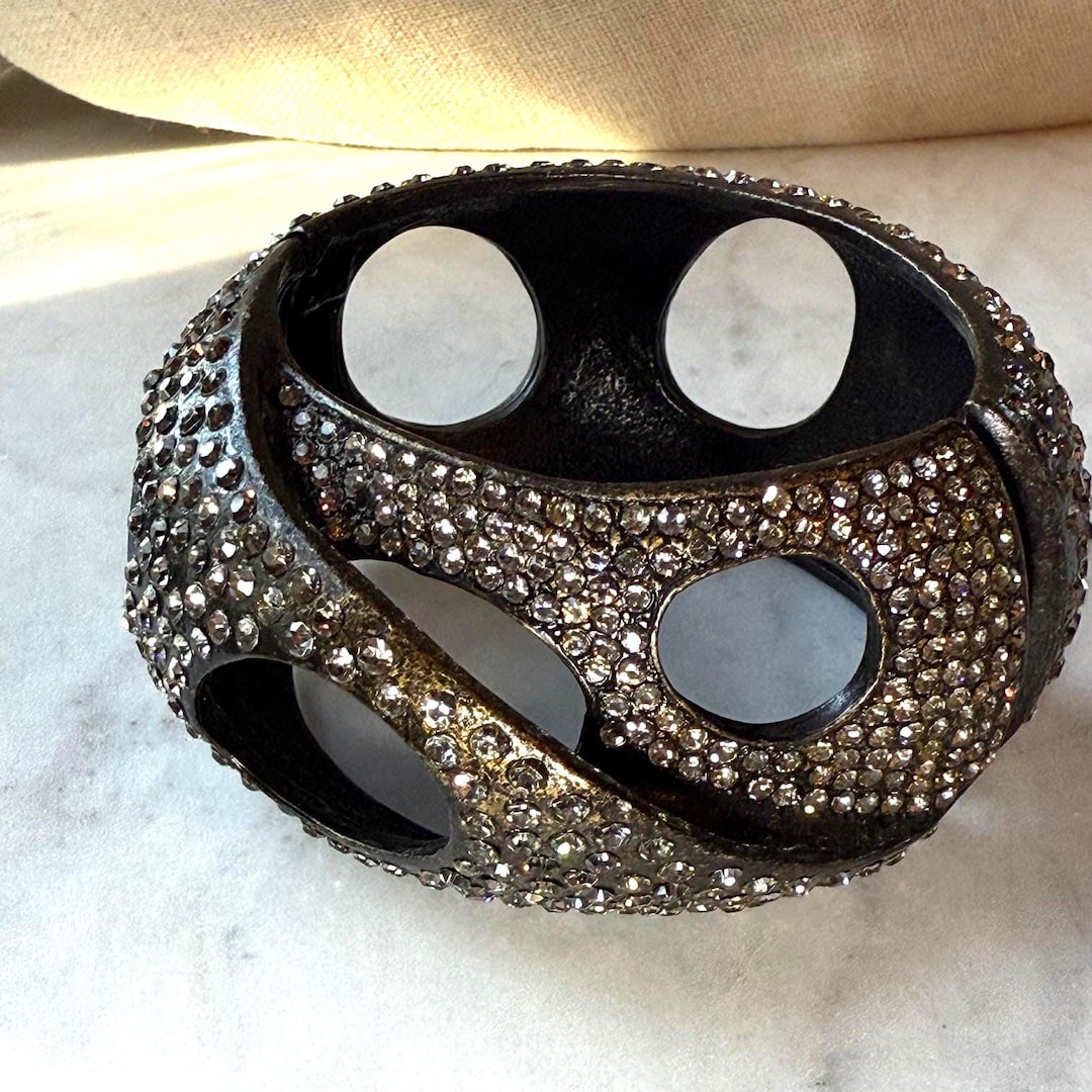 Rebel Designs Oversized Statement Crystal Bangle Bracelet - Etsy