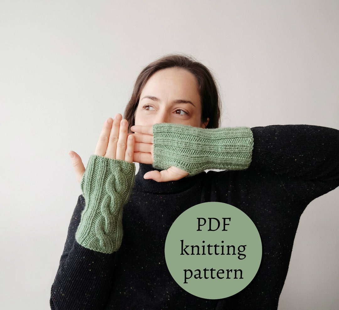 Mirror Fingerless Mitts / Cable Fingerless Knitting Pattern, Instant ...
