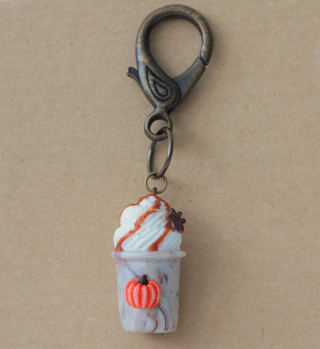 Pumpkin Spice Latte Fimo Bag Charm, Handmade in Polymer Clay - Etsy