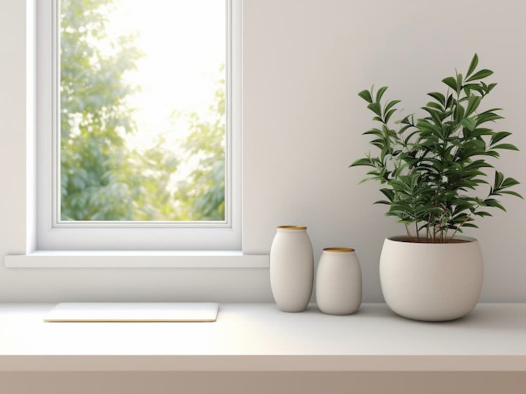 Zoom Virtual Background: White Table, Window and Plant - Etsy