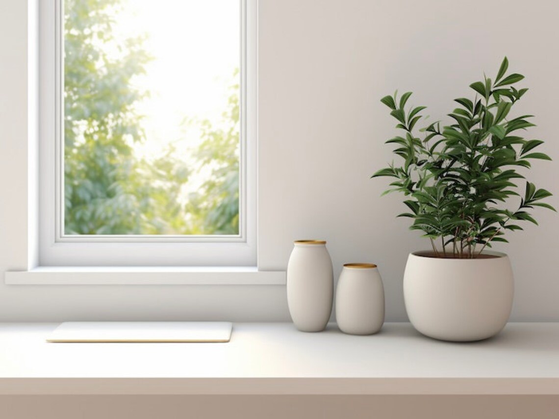 Zoom Virtual Background: White Table, Window and Plant - Etsy