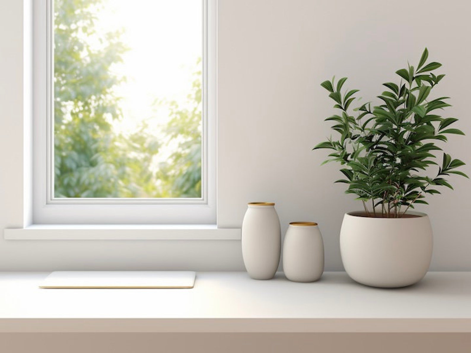 Zoom Virtual Background: White Table, Window and Plant - Etsy