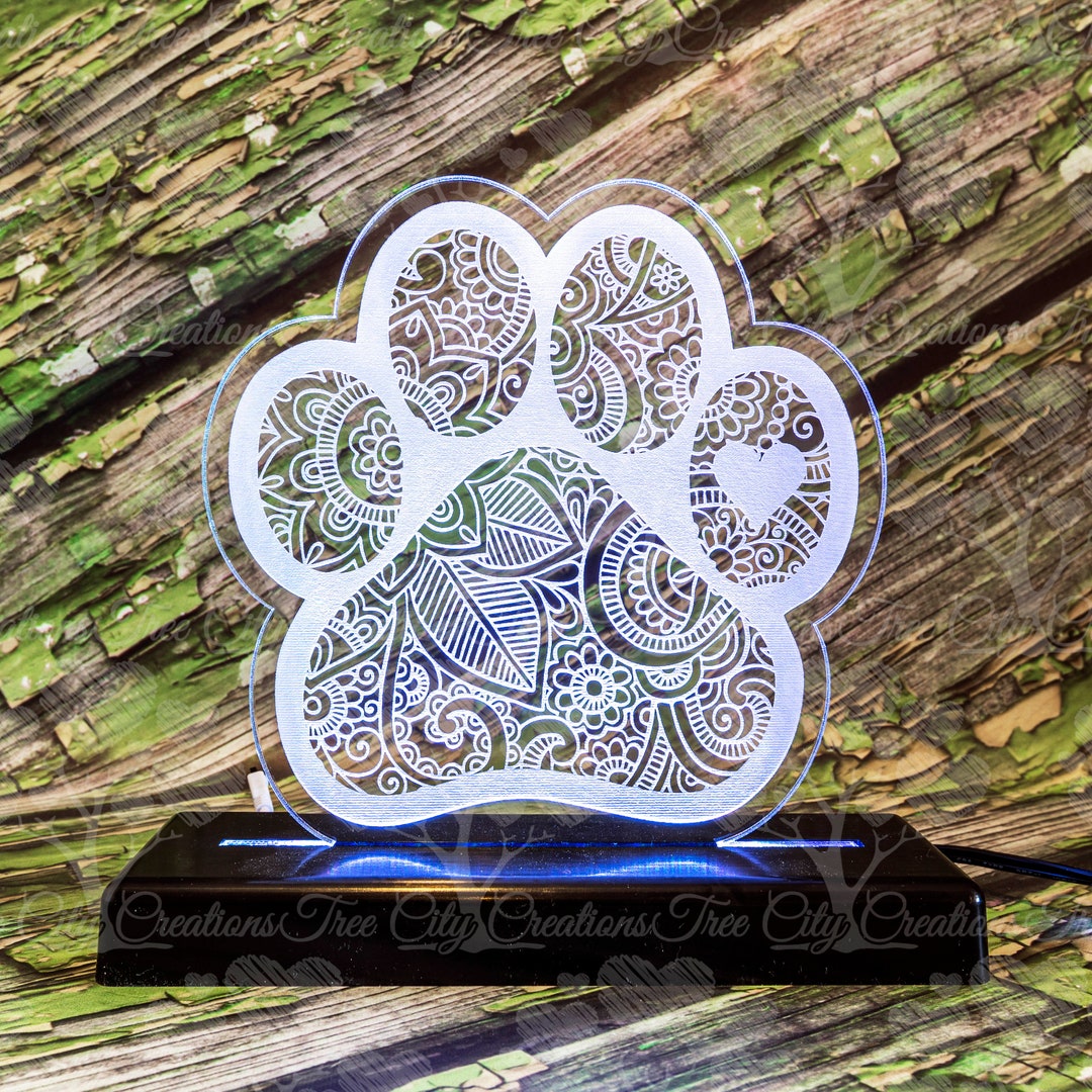 Paw Print Zentangle LED Acrylic Sign, LED Lamp, Dog Paw - Etsy